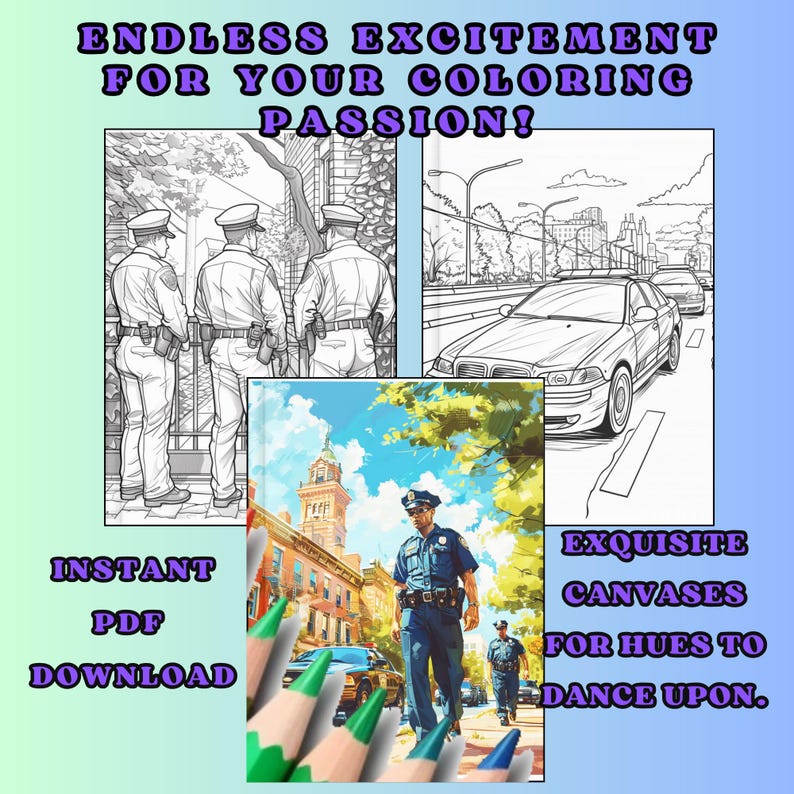 35 Police Coloring Pages, Crime Scene Coloring Book , Army Coloring ...