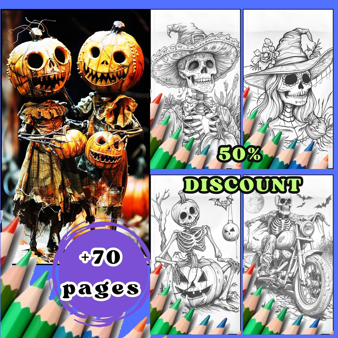 70 Skull Halloween Coloring Pages, Horror Coloring Pages, Haunted House ...