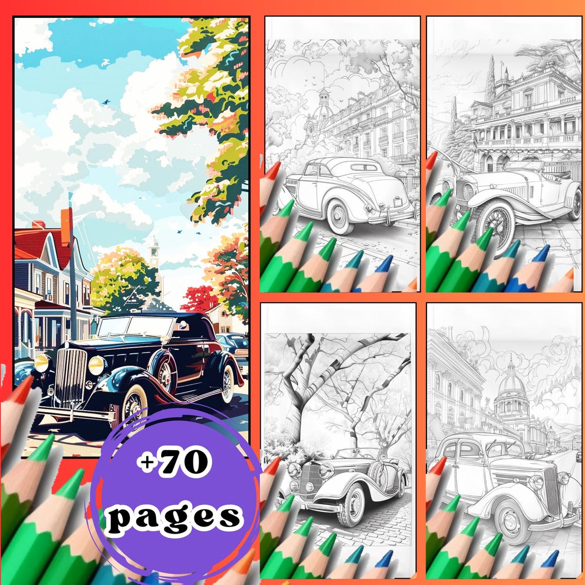 70 Classic Cars Coloring Page, Porsche Coloring Page, Cars, Lamborghini ...