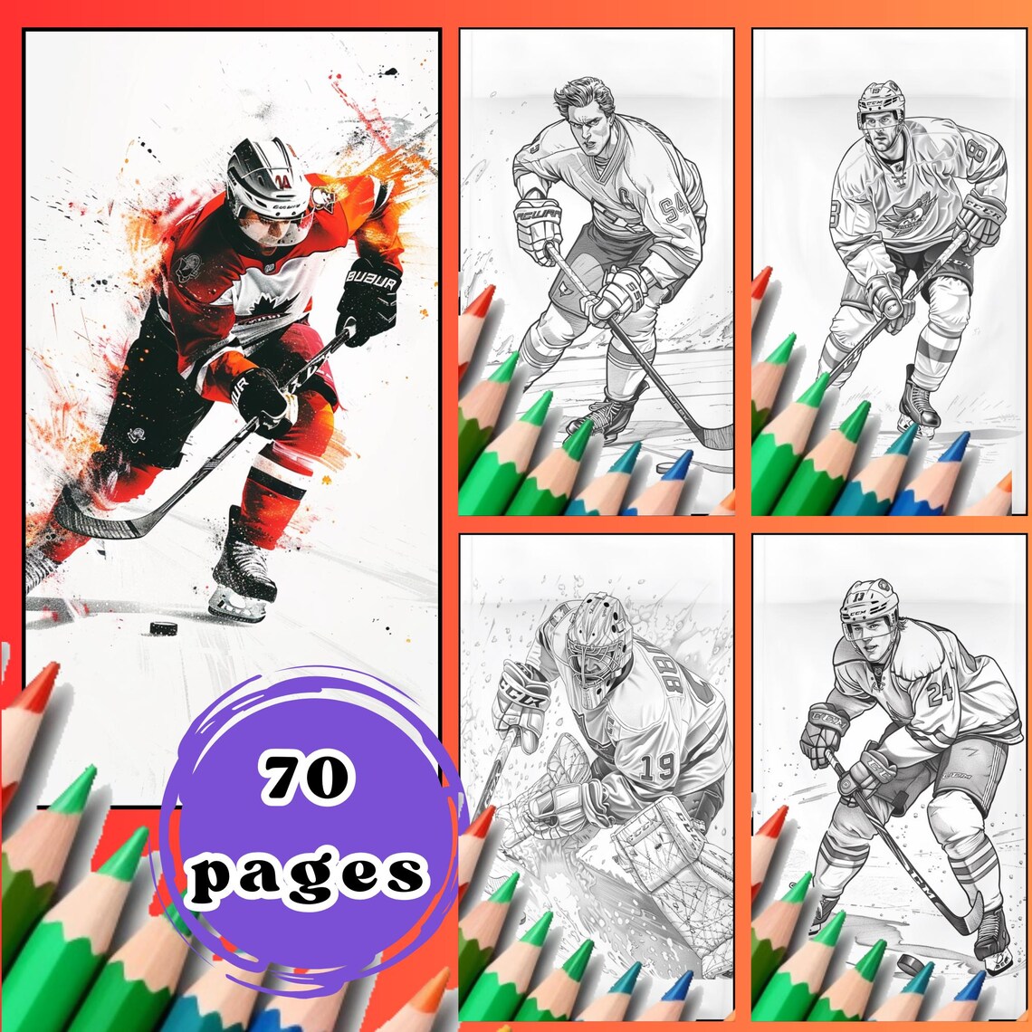 70 Hockey Coloring Page, Adults Coloring Page, Sports Coloring Sheets ...