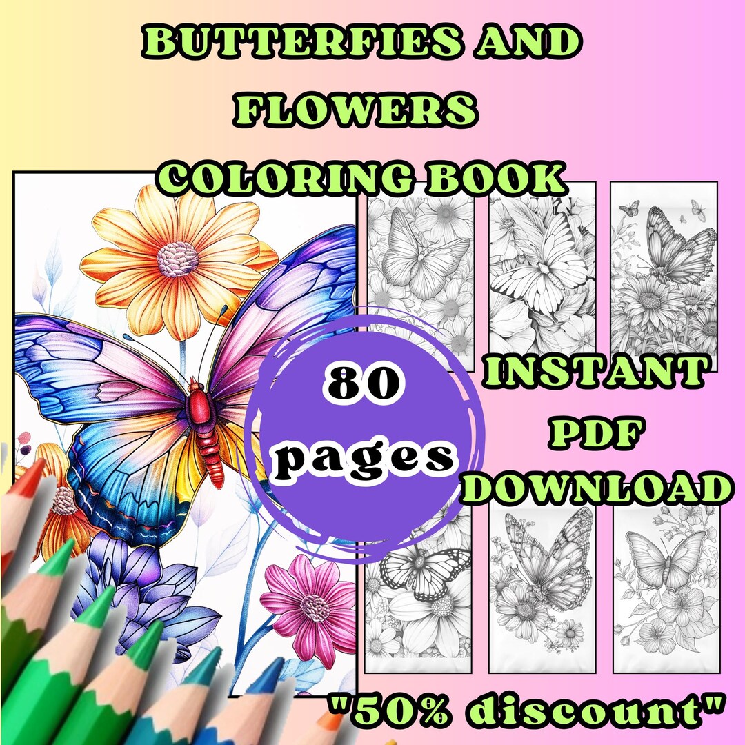 Bundle 80 Floral Butterfly Coloring Page, Floral Butterfly Coloring ...