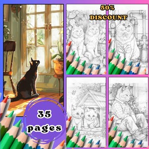 35 Charming Kittens Coloring Page, Cute for Kids Coloring Sheets, Cat ...