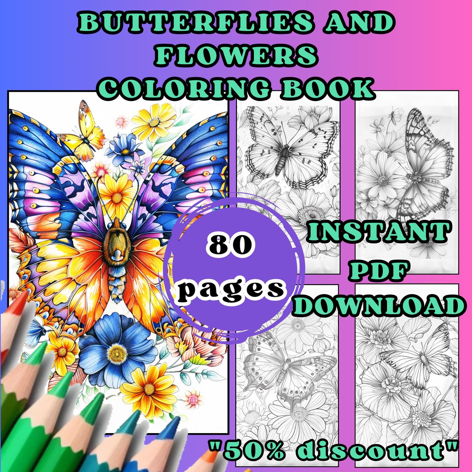 Bundle 80 Floral Butterfly Coloring Page, Floral Butterfly Coloring ...