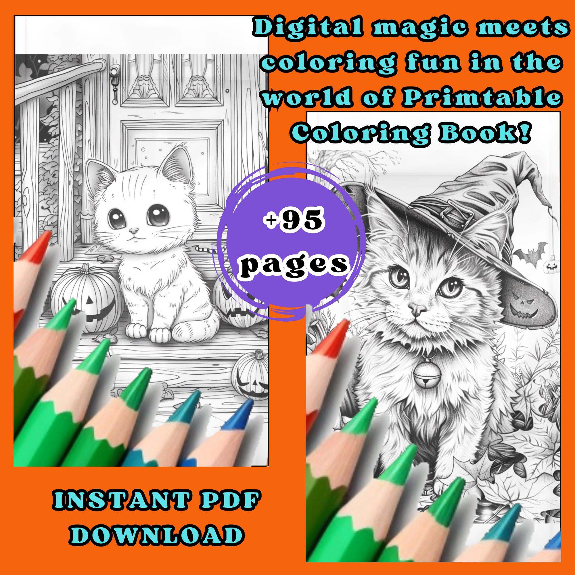 40 Cats Animal Halloween Coloring Pages, Horror Coloring Pages, Haunted ...