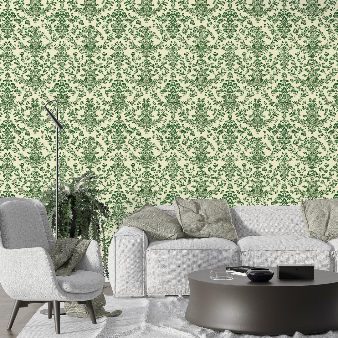 English Victorian Era Wallpaper, Classic Damask Pattern Peel and Stick ...