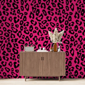 Vibrant Leopard Print Wallpaper, Hot Pink Wall Design, Trendy Accent ...