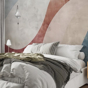 Modern-retro Abstract Wall Mural, Muted Color Peel and Stick, Vintage ...