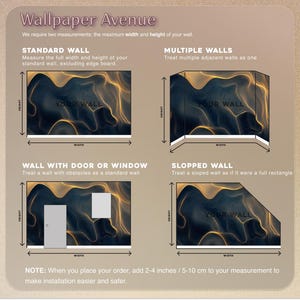 Navy Blue Abstract Wall Mural, Golden Waves Wallpaper, Topographic ...