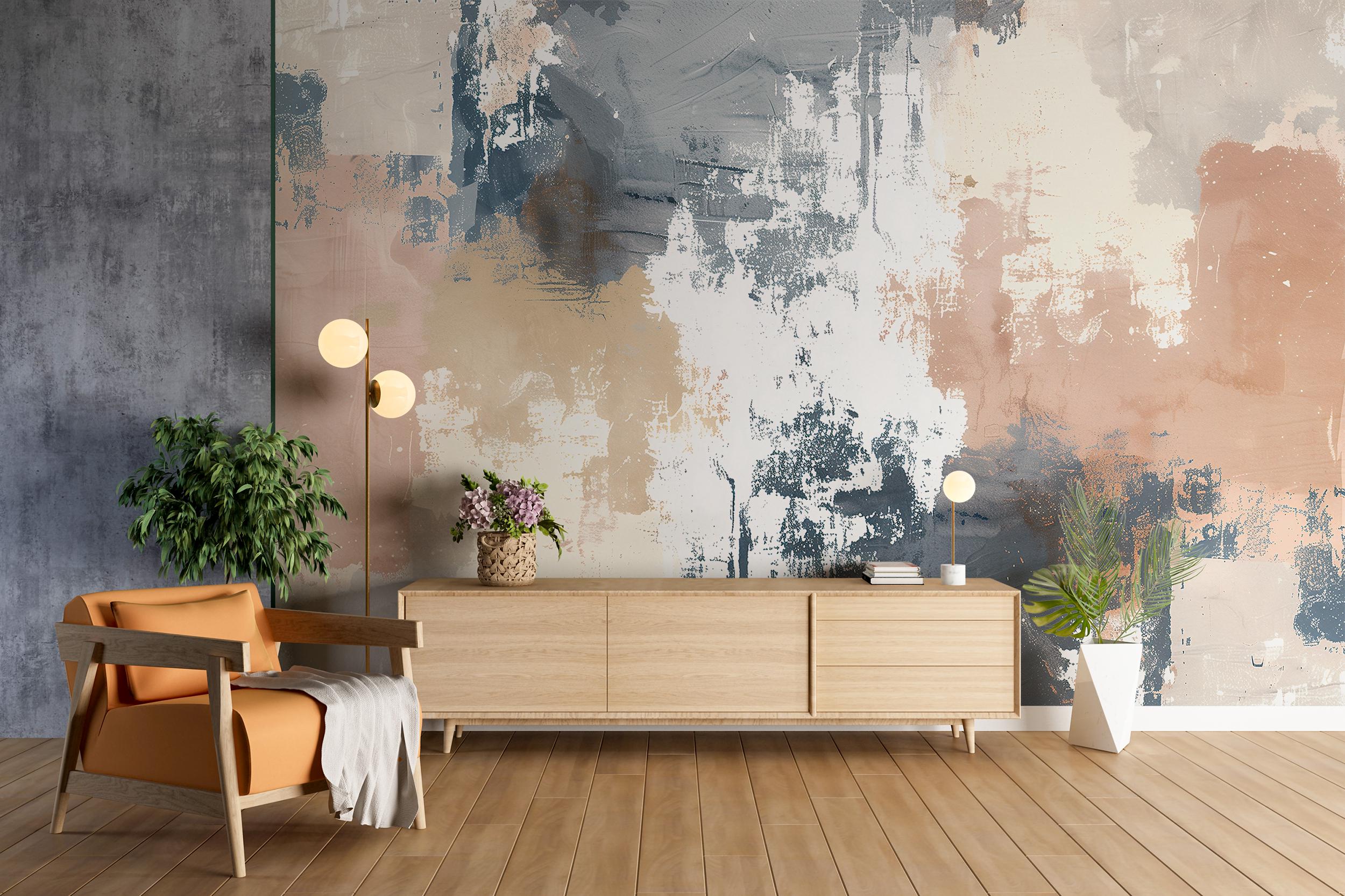 Vintage Oil Painting Wall Mural, Abstract Muted Tones Peel and Stick ...