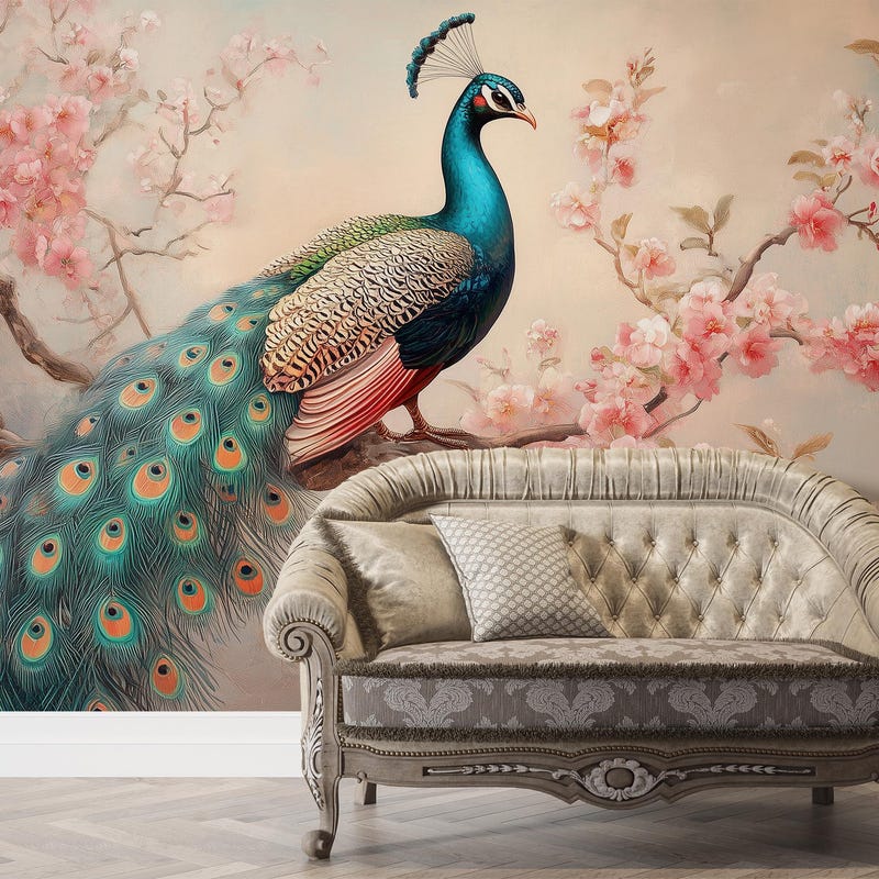 Peacock Wall Mural - Etsy