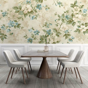 Delicate Flower Wall Mural, Vintage Peel and Stick, Timeless Subtle ...