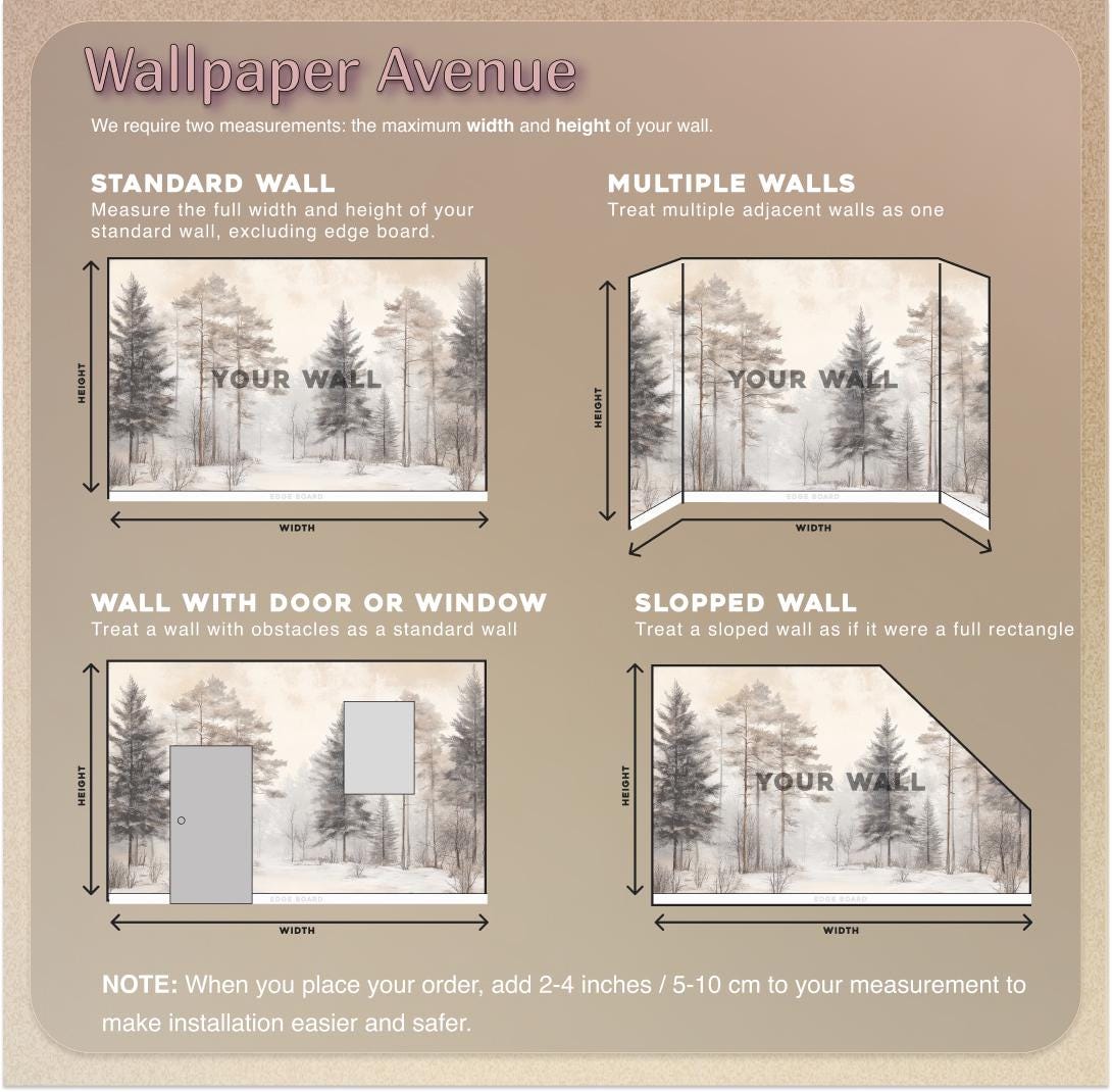 Serene Winter Forest Mural, Pine Tree Peel and Stick, Foggy Landscape ...