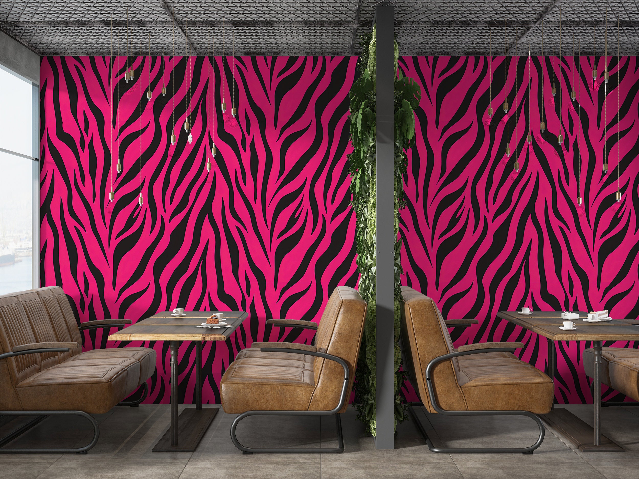 Black And Hot Pink Zebra Wallpaper