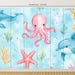 Cute Underwater Mural, Watercolor Octopus and Dolphins, Nursery Design ...