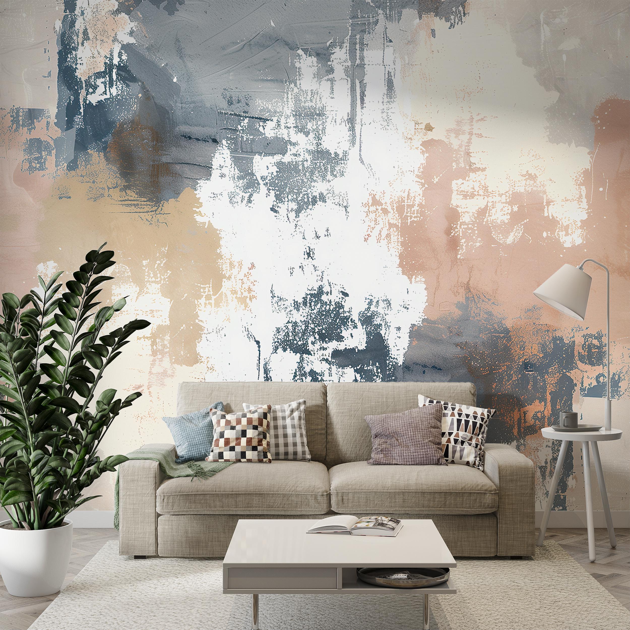 Vintage Oil Painting Wall Mural, Abstract Muted Tones Peel and Stick ...