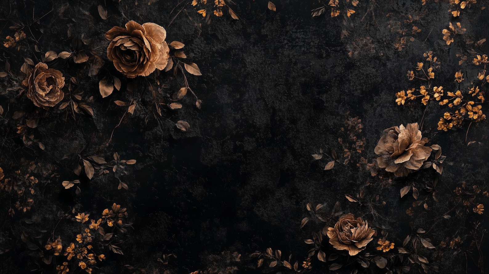 Dark Moody Floral Mural, Textured Dramatic Black Peel and Stick ...