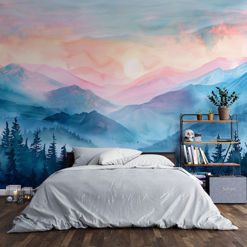Mountain Mural Wallpaper - Etsy