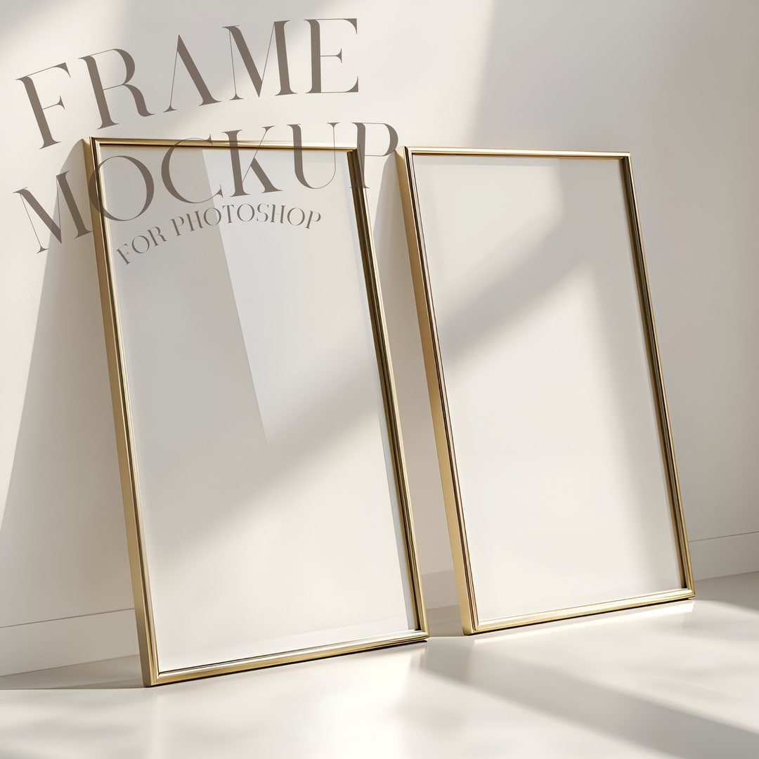 Two Gold Vertical Frames Leaning Mockup, Din A Vertical Gold Frames ...