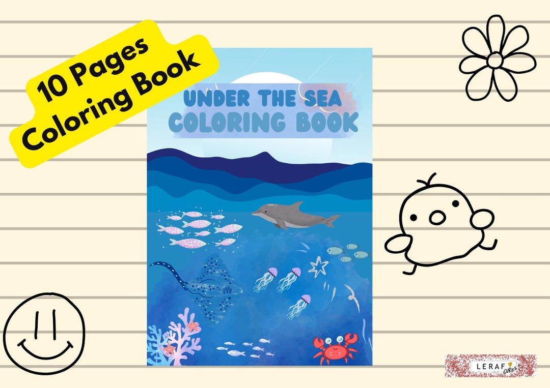 Coloring Book Under the Sea Underwater World Sea Creatures Animals ...
