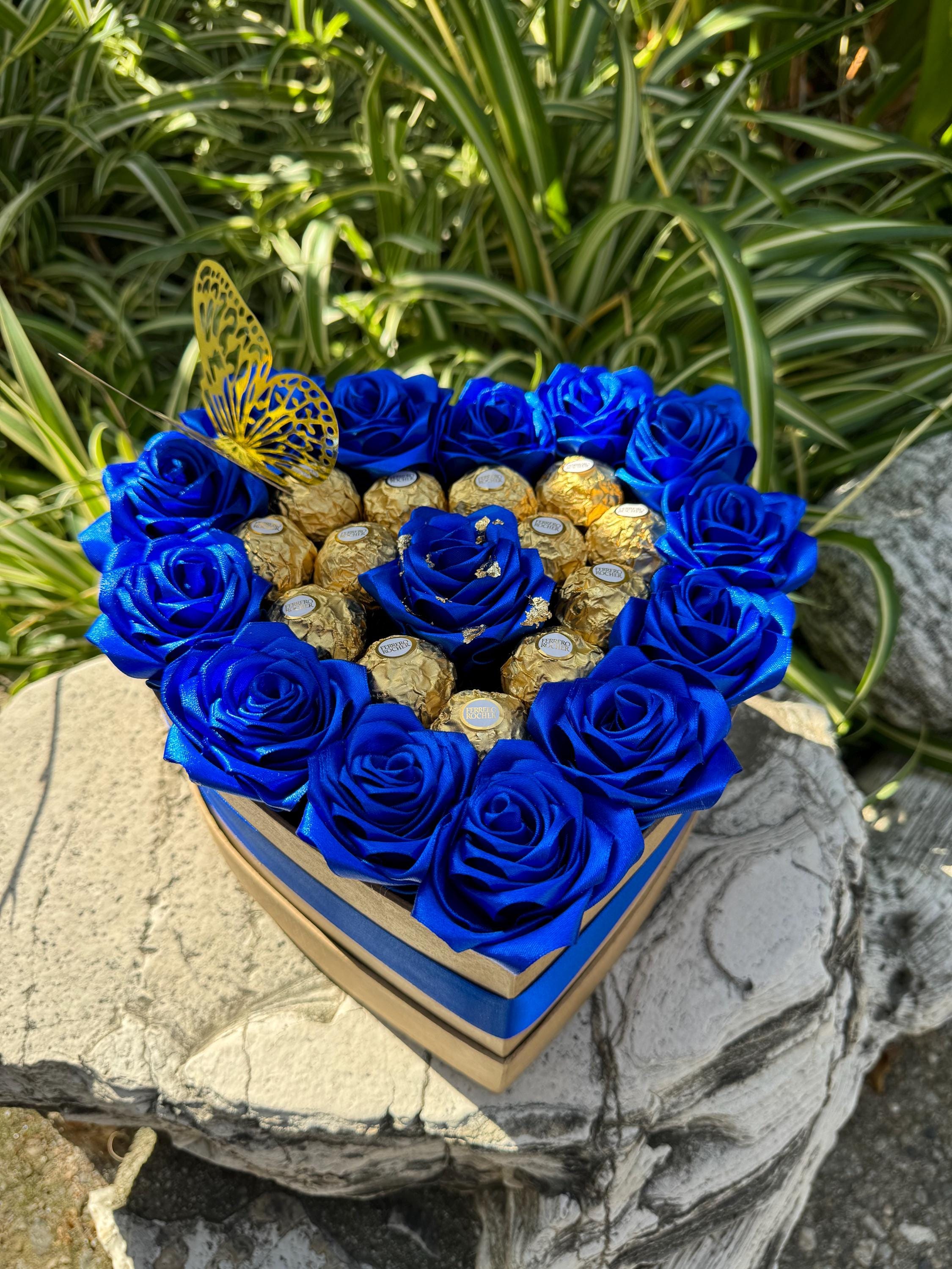 Blue Eternal Rose Box Arrangement - Etsy