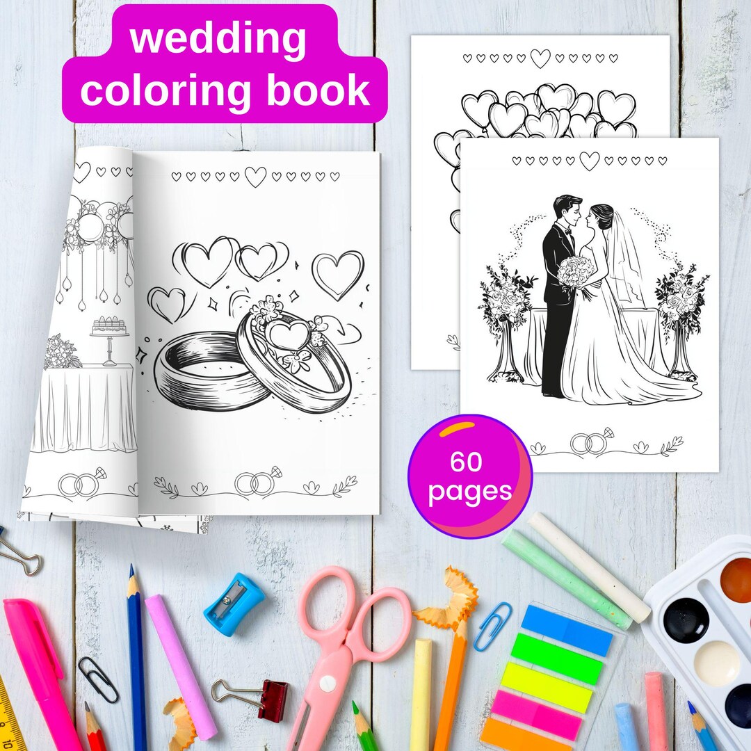 Wedding Coloring Book,60 Pages Kids Busy Book,kids Coloring Book,kids ...