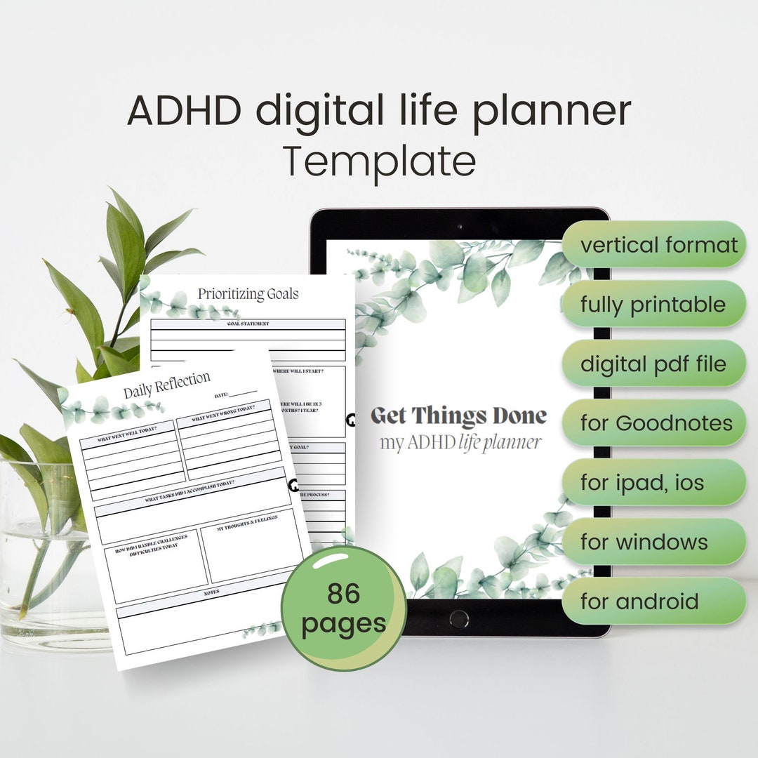 ADHD Digital Life Planner,printable Adult Journal,goodnotes Template ...