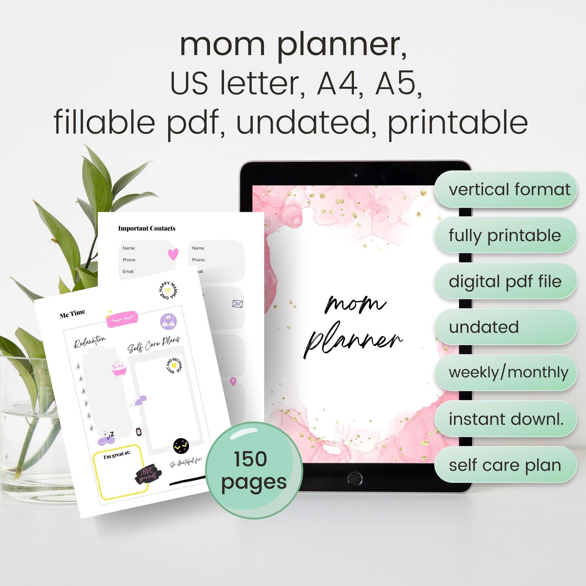 Mom Digital Planner,digital Life Planner,undated Planner for Moms,busy ...