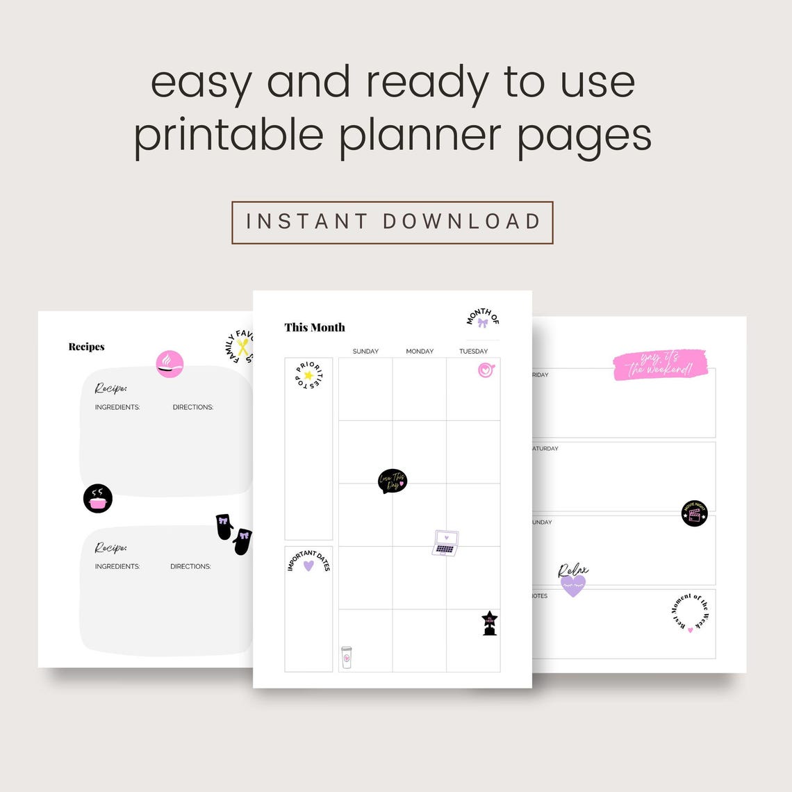 Mom Digital Planner,digital Life Planner,undated Planner for Moms,busy ...
