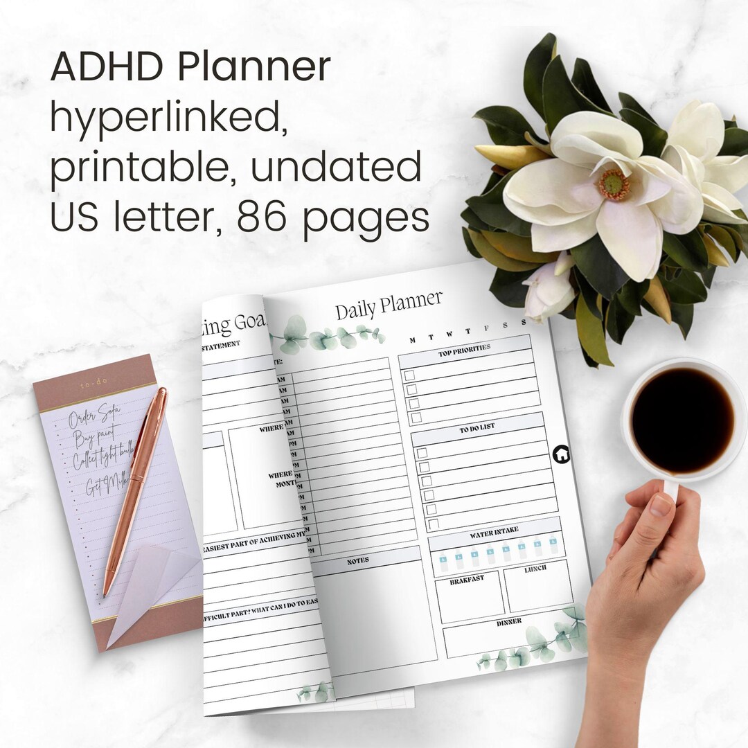 Editable ADHD Planner Printable,hyperlinked Adhd Digital Planner ...