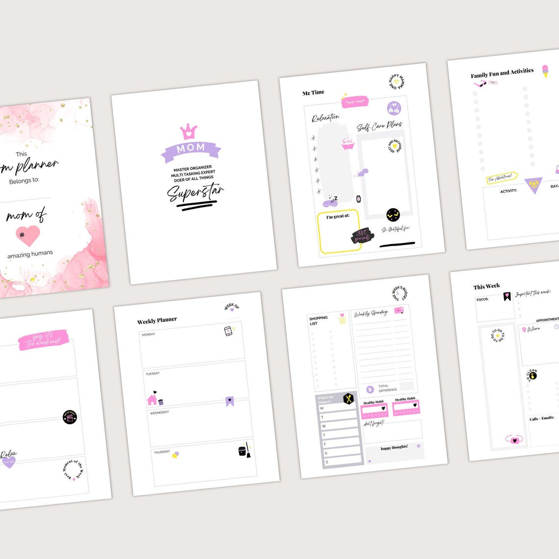 Mom Digital Planner,digital Life Planner,undated Planner for Moms,busy ...