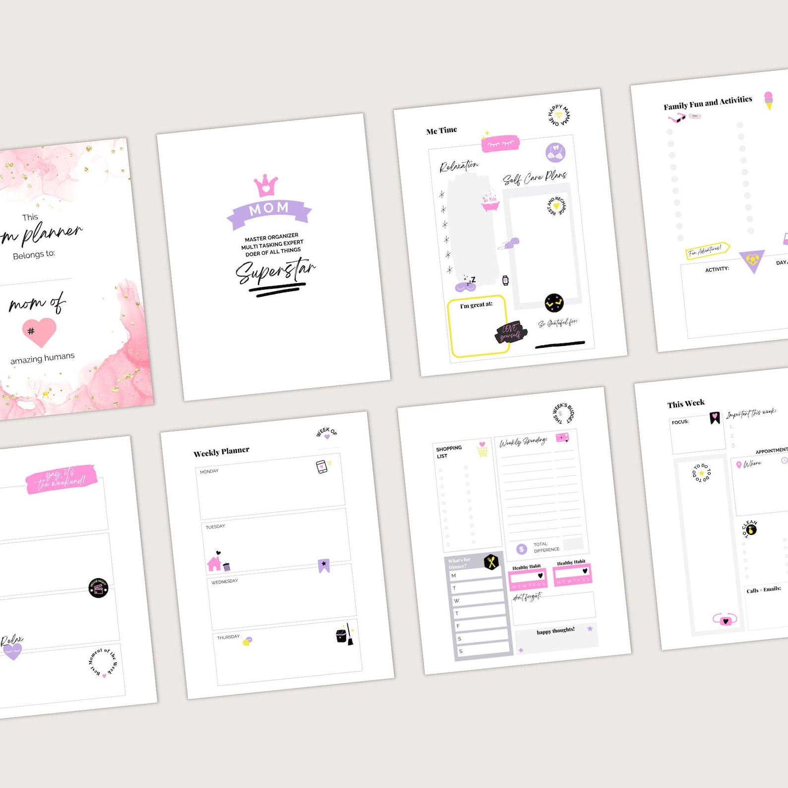 Mom Digital Planner,digital Life Planner,undated Planner for Moms,busy ...