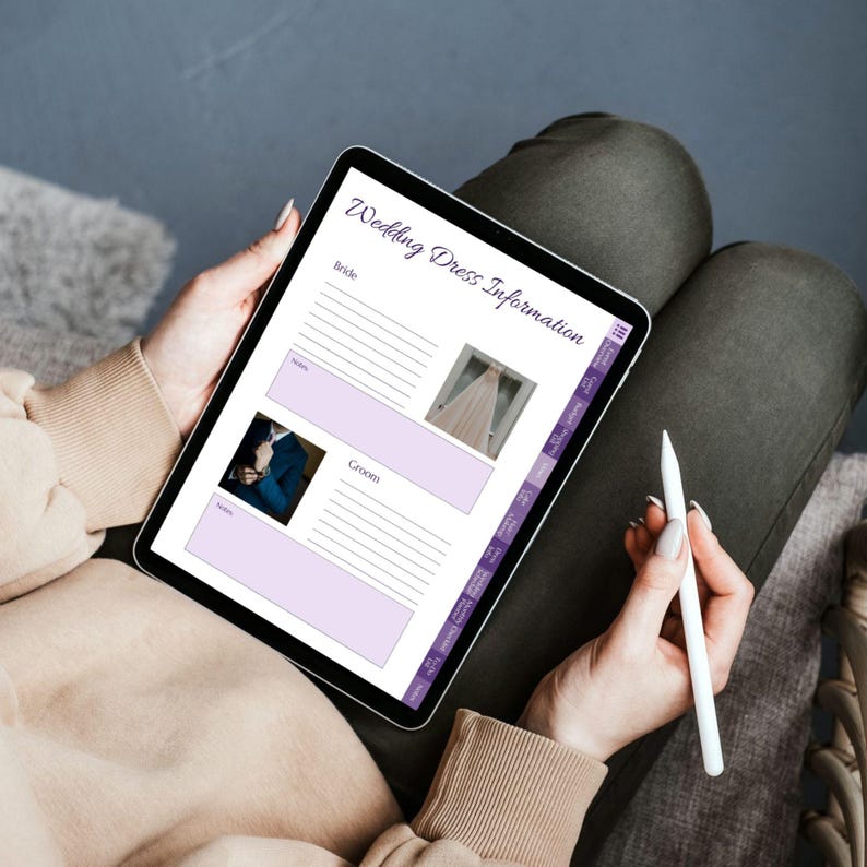 Purple Digital Wedding Planner: Editable, Hyperlinked (PDF) - Etsy