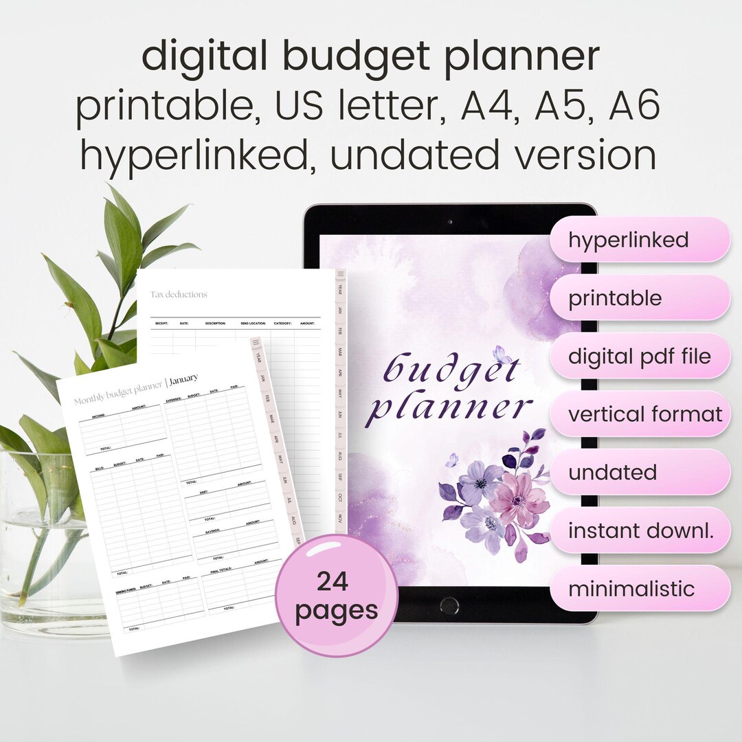 Hyperlinked Digital Budget Planner: Minimalist Finance Tracker ...