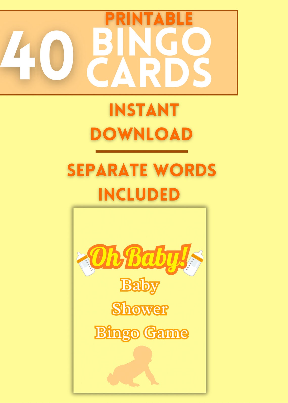 Oh Baby Bingo Baby Shower Game - Etsy