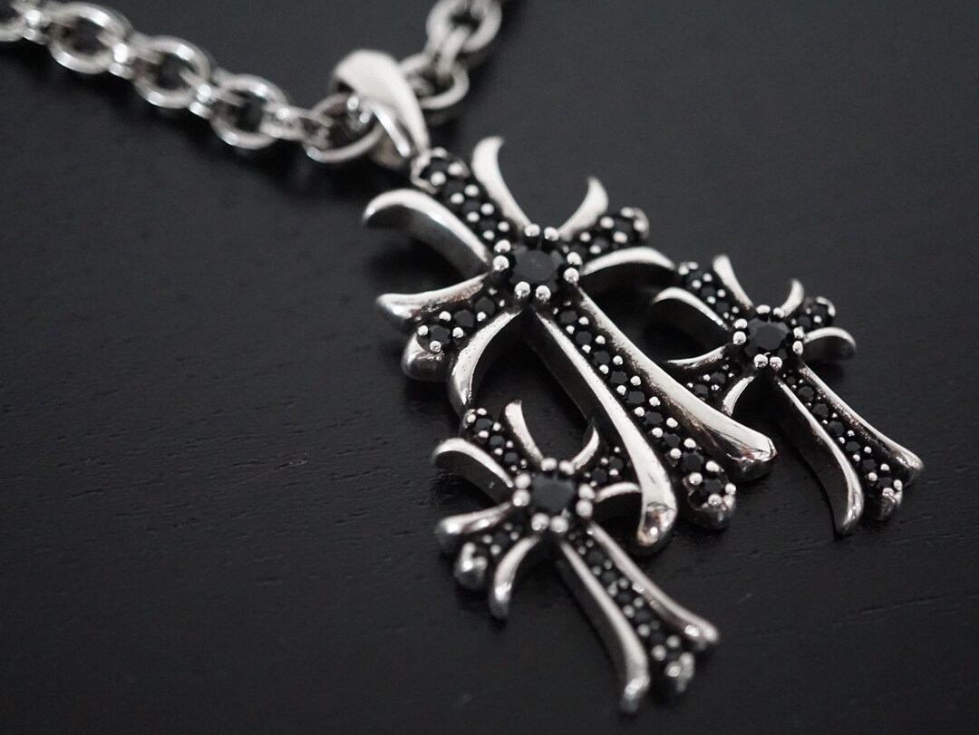 Chrome Hearts Triple Cross Chain CH Chain Pendant NEW Stainless Steel ...