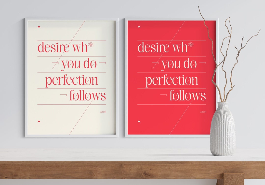 Typographic Poster: Desire What You Do, and Perfection Follows - Etsy
