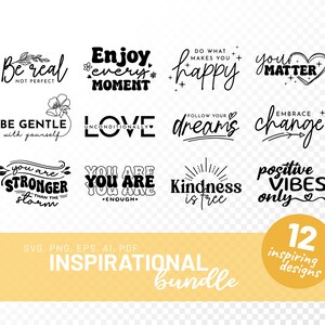 Inspirational Quotes Bundle SVG PNG PDF, Empowering T-shirt Svg, Cricut ...