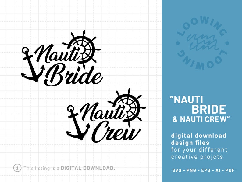 Nauti Bride Nauti Crew Svg Png, File for Wedding, Sea Themed Bridal ...
