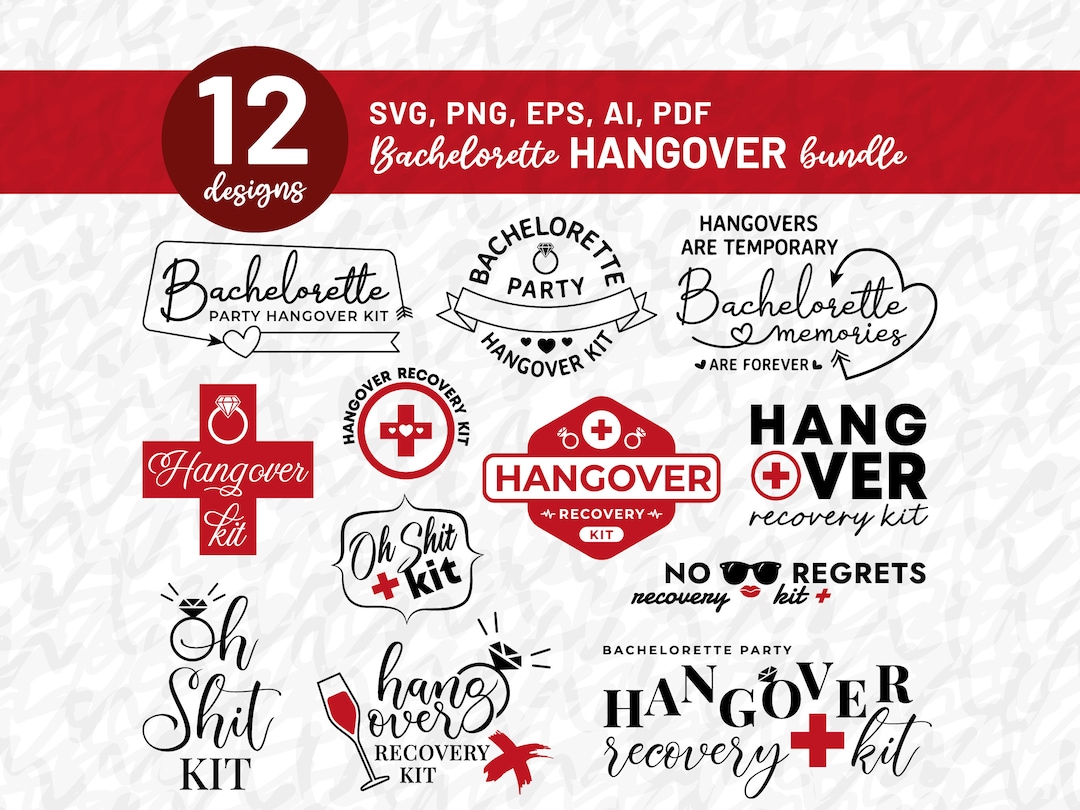 Bachelorette Hangover Recovery Kit Bundle SVG PNG, Funny Hangover ...