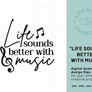 Life Sounds Better With Music Svg Png, Musician Shirt, Musician Gift ...