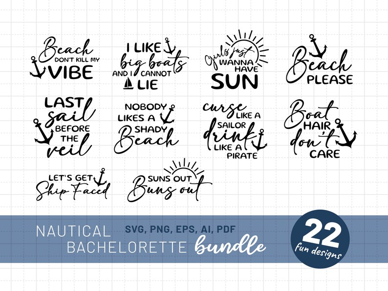 Nautical Bachelorette SVG Bundle, Beach Bachelorette Svg, Party SVG ...