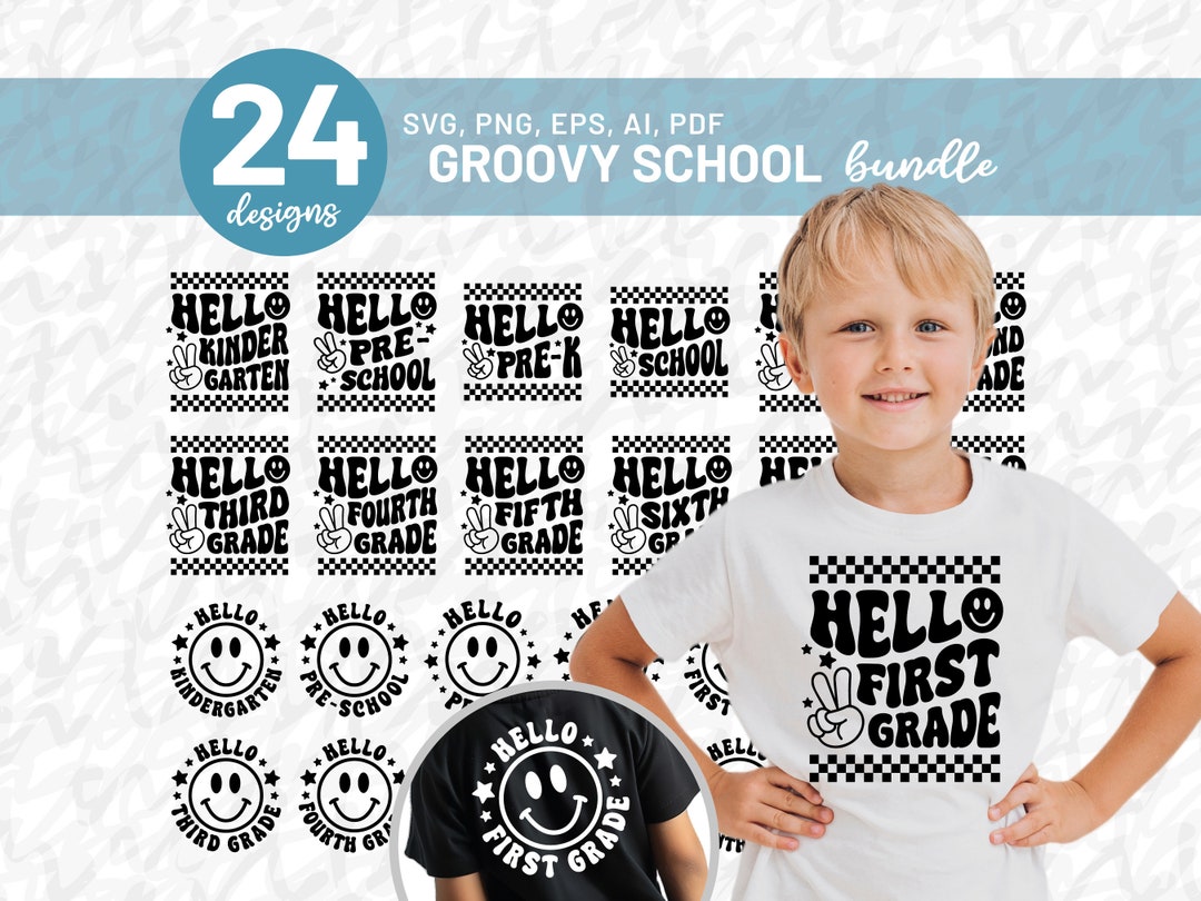 Hello Groovy School SVG Bundle, Back to School SVG, Teacher Png, Retro ...