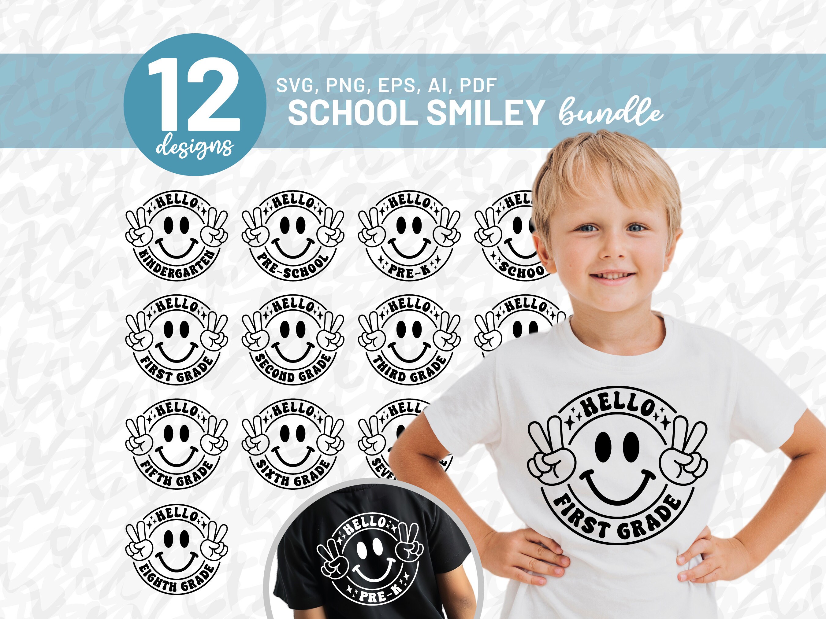 Groovy Smiley Happy Face School SVG Bundle, Back to School, Hello Grade ...