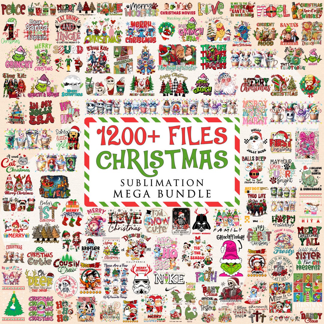 1200+ Christmas Bundle Sublimation, XMAS PNG, Christmas T-shirt Designs ...
