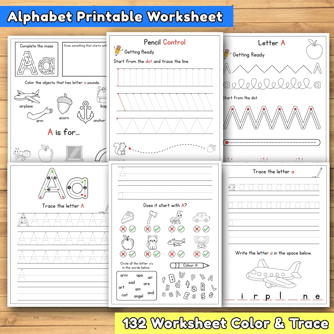 132 Alphabet Tracing Worksheets Printable, Letters A - Z, Handwriting ...