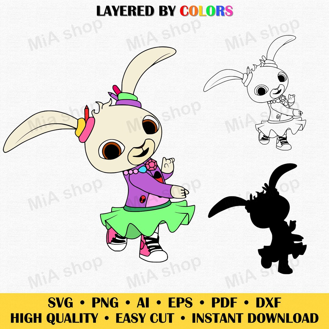 Bing SVG, Coco SVG, Bing Cricut, Rabbit Bing SVG, Bing Bunny Layered ...