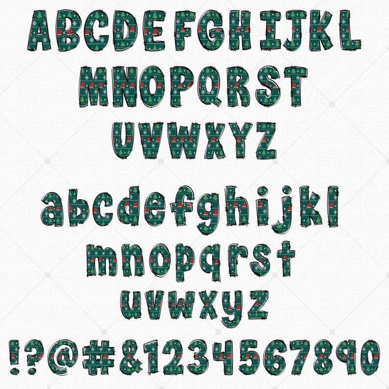 Christmas Doodle Alphabet Png Files, Christmas Letters Png, Christmas ...