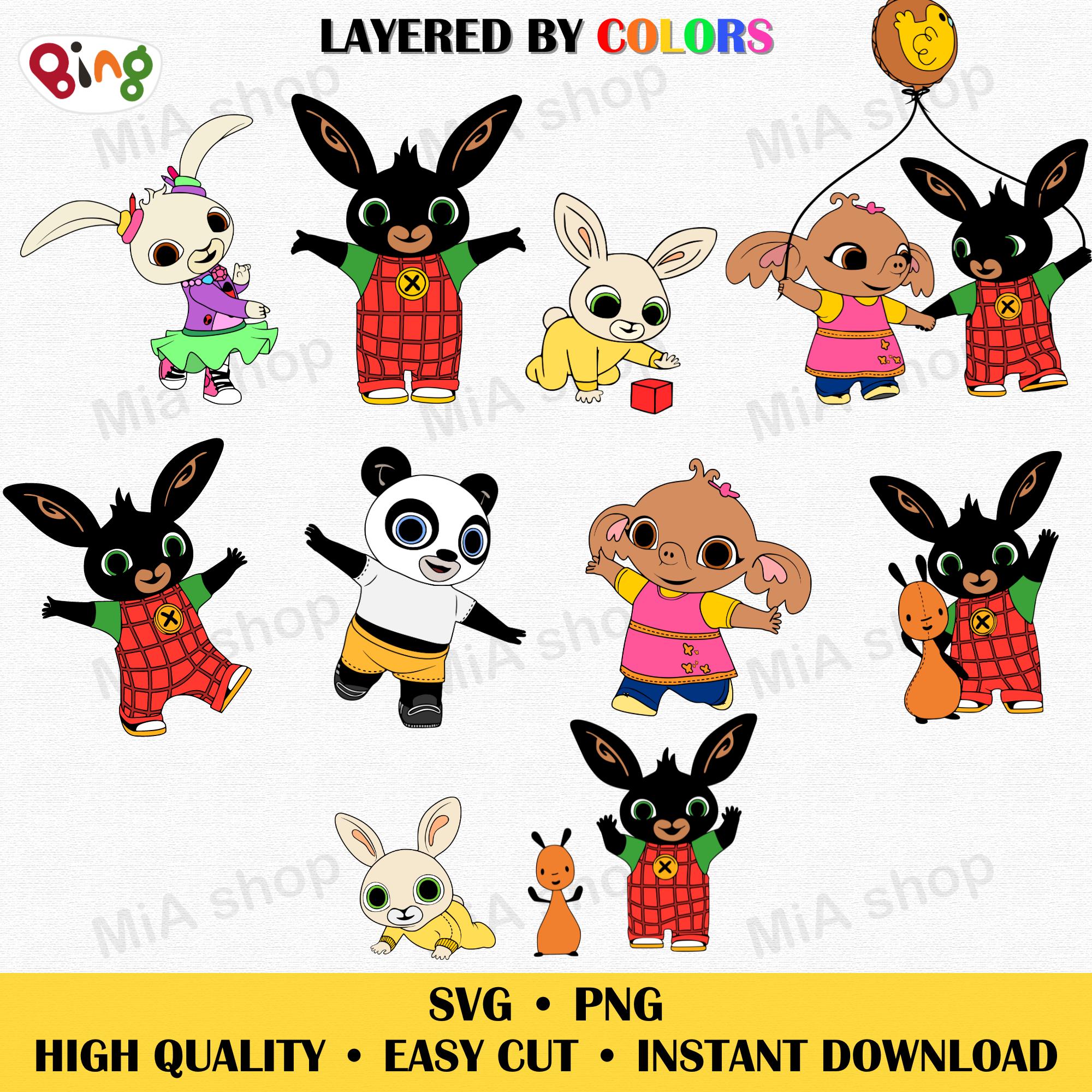 Bing Bunny Bundle, SVG,PNG, Sula Svg, Pando Svg, Bing Svg, Charlie Svg ...