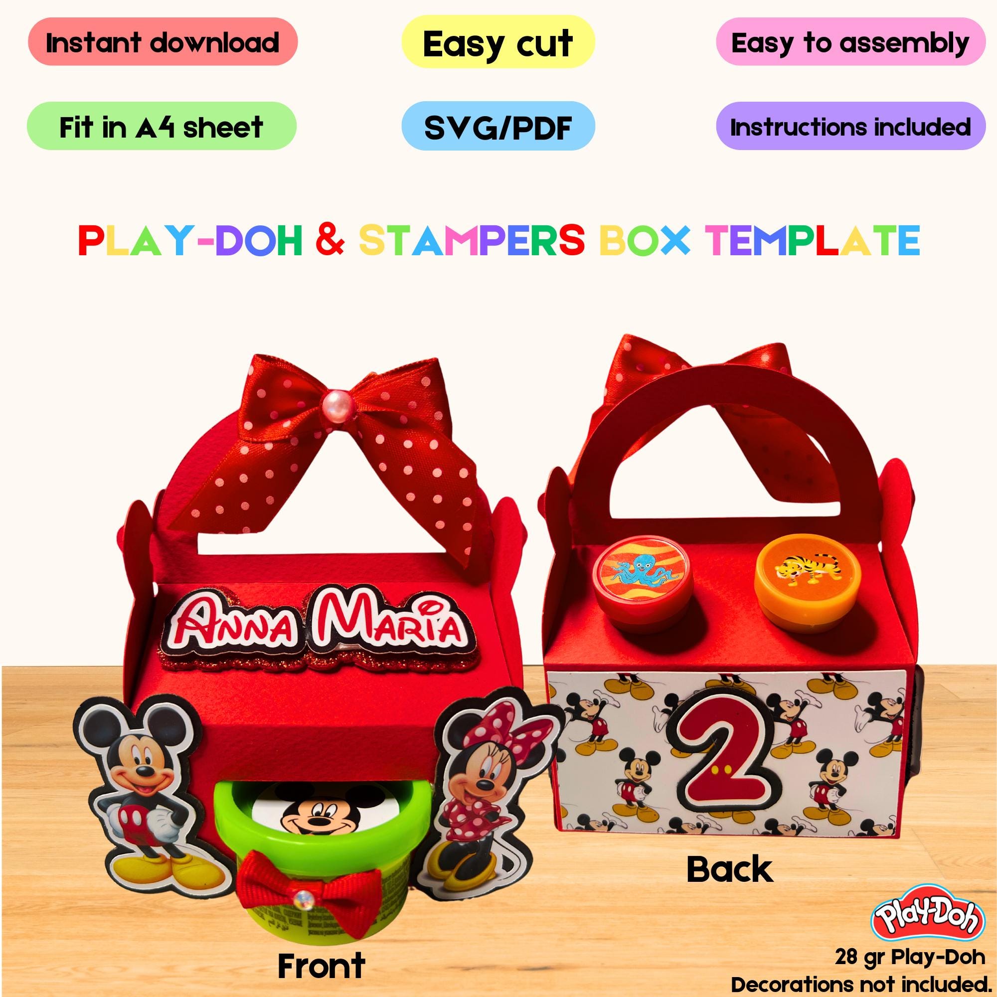 Customizable Play-doh Box Template, Stampers Box, Birthday Favor Decor ...