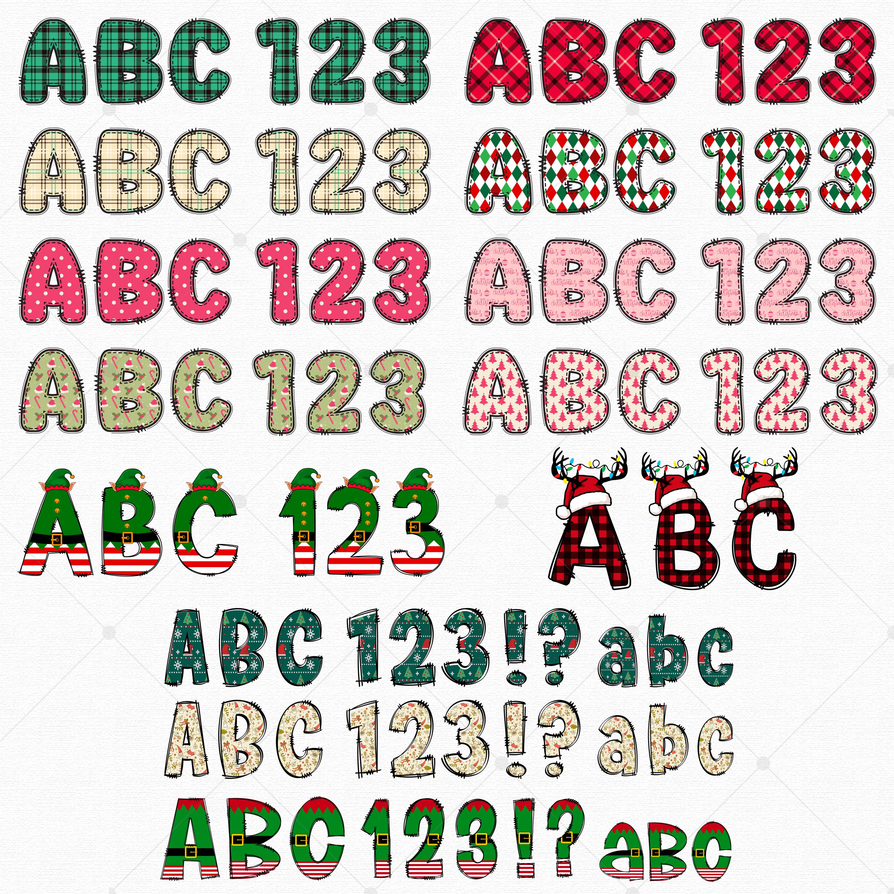 Christmas Doodle Alphabet Png Files, Christmas Letters Png, Christmas ...